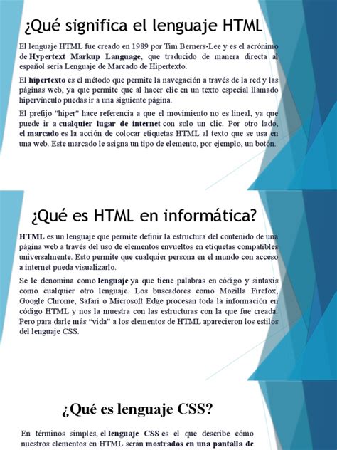 Qué Significa El Lenguaje Html Pdf Html Red Mundial