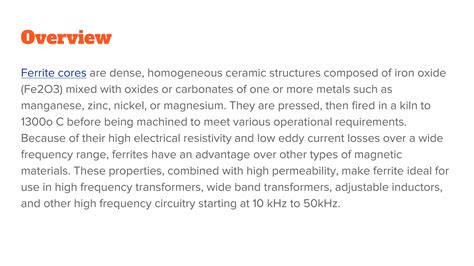 Learn More About Ferrite Cores Pptx