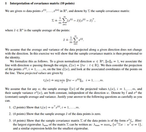 Solved 1 ﻿interpretation Of Covariance Matrix 10 ﻿pointswe