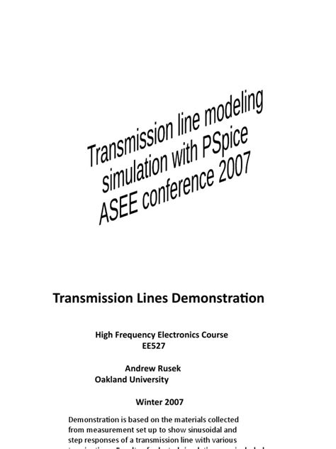 Transmission Line Simulation Pdf Transmission Line Electromagnetism