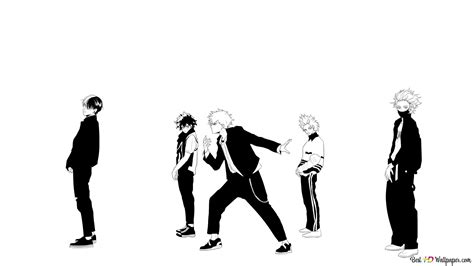 My Hero Academia Zwart Wit Anime Personages K Achtergrond Downloaden