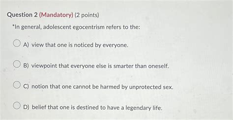 Solved Question 2 (Mandatory) (2 ﻿points)*In general, | Chegg.com