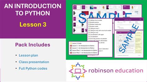 Introduction To Python Lesson 3 Robinson Education