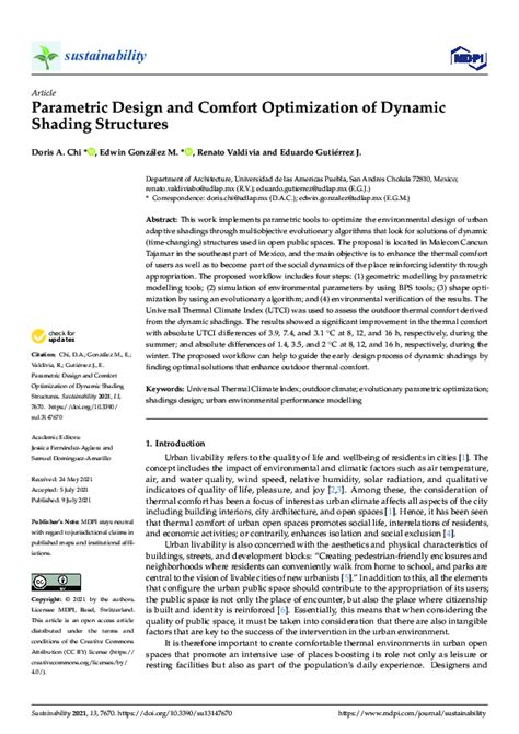 pdf parametric design and comfort optimization of dynamic shading