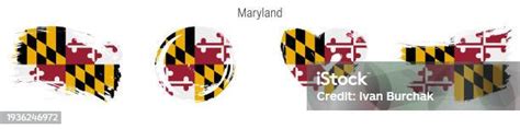메릴랜드 손으로 그린 그런 지 스타일 플래그 아이콘 세트입니다 무료 브러시 스트로크 플랫 벡터 일러스트 레이 션 흰색 절연 메릴랜드 주에 대한 스톡 벡터 아트 및 기타