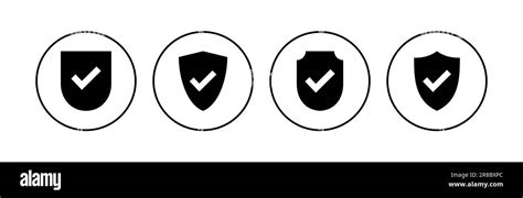 Shield Check Mark Icon Set Protection Approve Sign Safe Icon Vector Stock Vector Image And Art