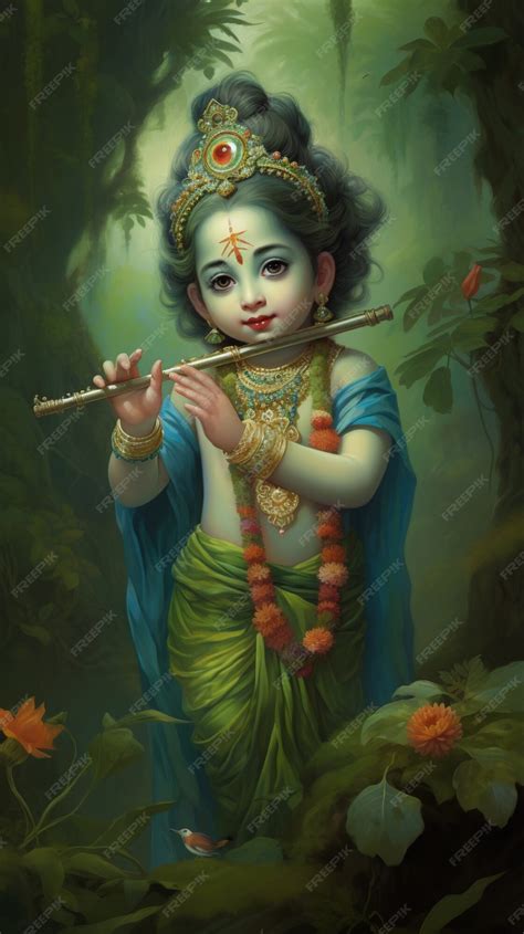 Three Dimensional Representation Of Krishna Hindu Deity And Avatar
