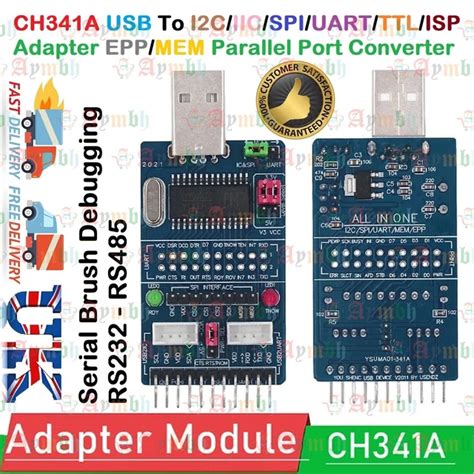 CH A USB TO I C IIC SPI UART TTL ISP Adapter EPP MEM Parallel Port Converter PicClick UK