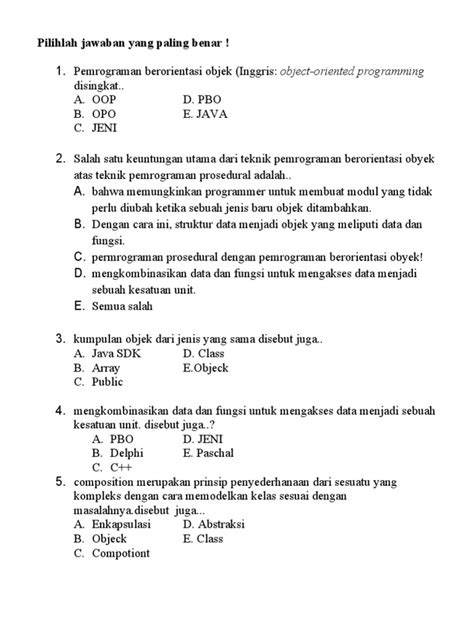 Contoh Soal Xi Rpl Pbo Java Pdf