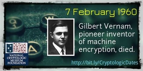 7 Feb 1960 Gilbert Vernam Pioneer Inventor Of Machine Encryption