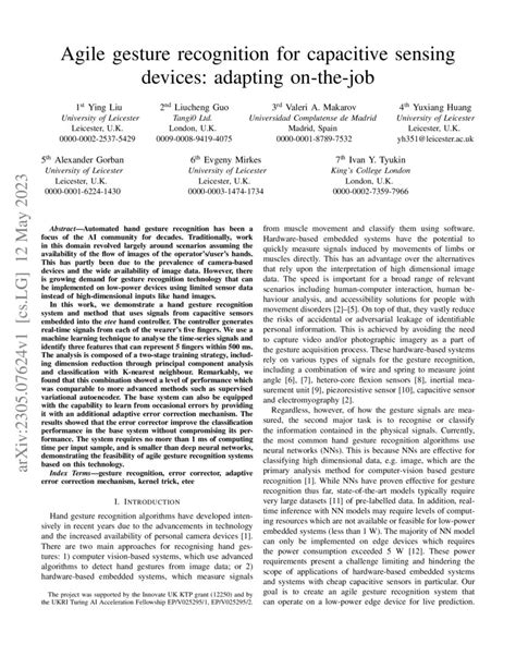 Agile Gesture Recognition For Capacitive Sensing Devices Adapting On The Job Deepai