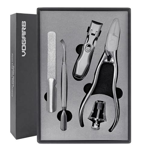 Vogarb 두꺼운내향성 손톱용 대형 손톱깎이 세트 5피스 In 1 발톱과 손톱 긴 손잡이 니퍼 자동 잠금 티몬