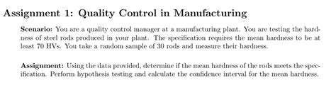 Solved Assignment 1 Quality Control In