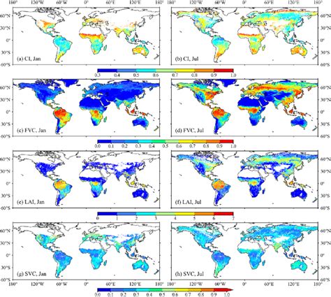 Global Mean Clumping Index Ci Fractional Vegetation Cover Fvc