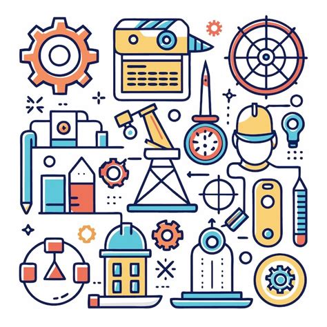 Colorful Engineering And Construction Icons Premium Ai Generated Vector