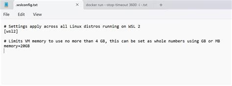Docker On Windows With Wsl Does Not Use The Memory I Set In Wslconfig Docker Desktop