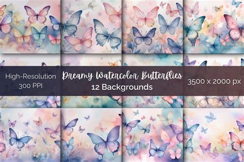 Flutter Whisper Dreamy Watercolor Butterflies Backgrounds Karimoos