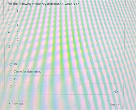 For The Following Frequency Distribution What Is Σx