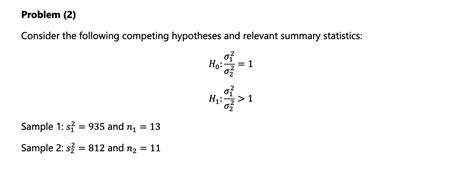 Solved Consider The Following Competing Hypotheses And