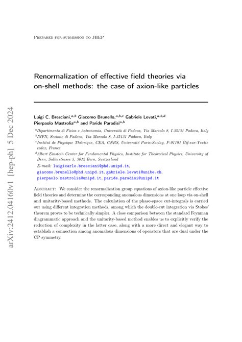 Pdf Renormalization Of Effective Field Theories Via On Shell Methods