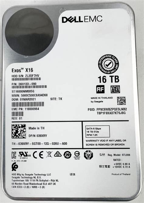Dell ST16000NM005G 16TB 7.2k 512e SATA HDD