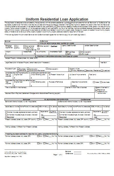 Free 5 Mortgage Loan Application Forms Download How To Create Guide