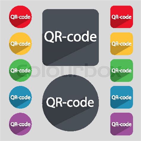 Qr Code Sign Icon Scan Code Symbol Set Of Colored Buttons Colourbox