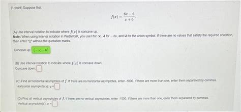 solved f x x 66x−6 a use interval notation to indicate