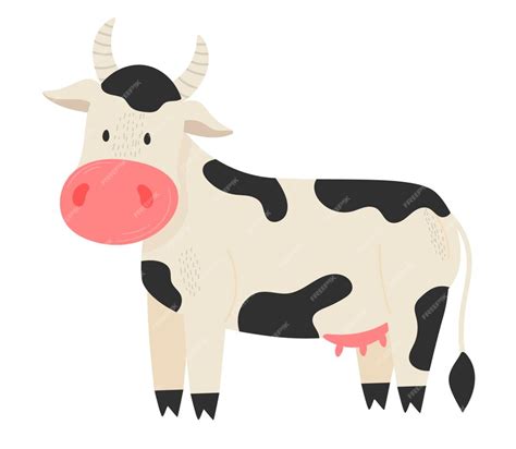 귀여운 만화 암소 그림 프리미엄 벡터