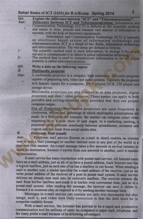 Free Solve Assignments Of Aiou Spring 2014 Basics Of Ict Code 1431