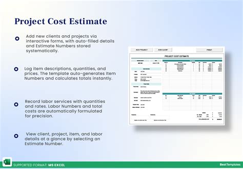 Project Cost Estimator Excel Template Best Templates