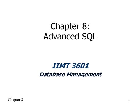 Handout 8 It Is About Iimt3601 Sql Chapter 8 Chapter 8 Advanced