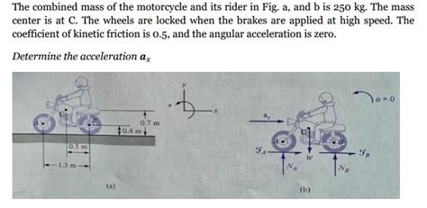 The Combined Mass Of The Motorcycle And Its Rider In Fig A And B Is