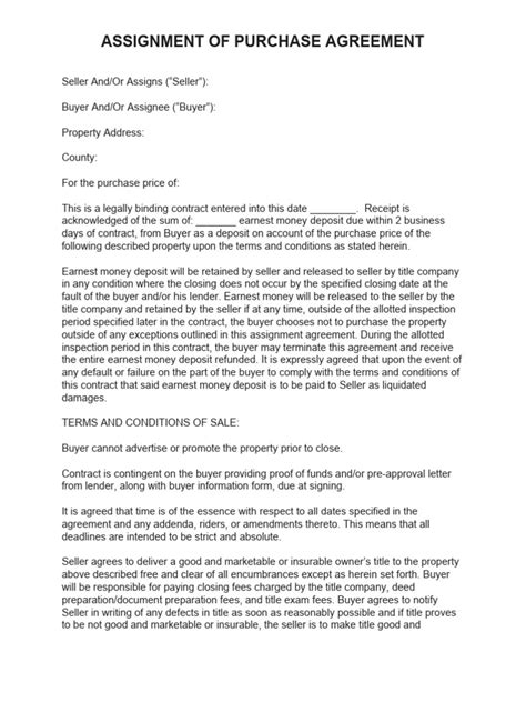 Assignment Contract Long Proration Pdf Title Insurance