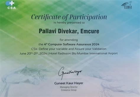 Pallavi Divekar On Linkedin Participated In The 4th Computer Software Assurance 2024