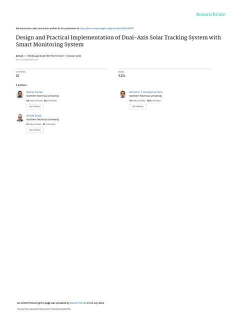 Design And Practical Implementation Of Dual Axis Solar Tracking System With Smart Monitoring