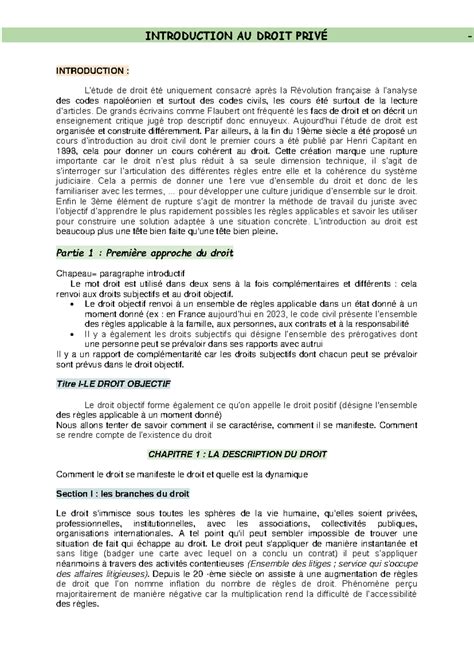 Introduction Au Droit Privé Chapitre 1 Introduction Au Droit PrivÉ