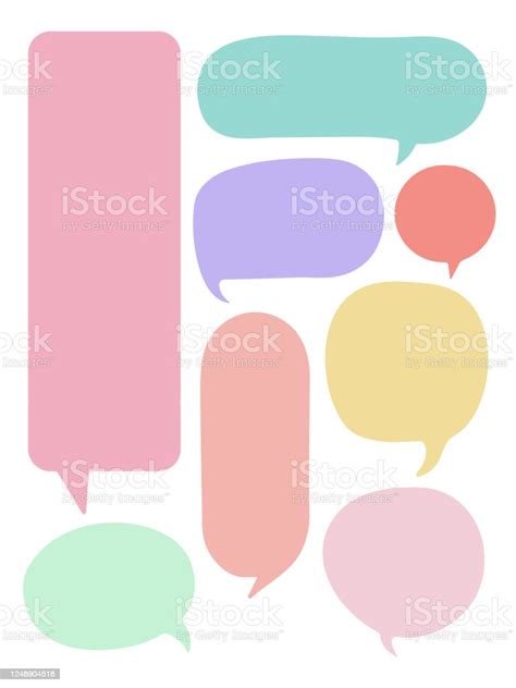 파스텔 세트는 거품 텍스트를 말하고 상자 채팅 메시지 상자 개요 만화 벡터 일러스트 디자인 사고 기호 기호의 풍선 낙서 스타일 0명에 대한 스톡 벡터 아트 및 기타 이미지