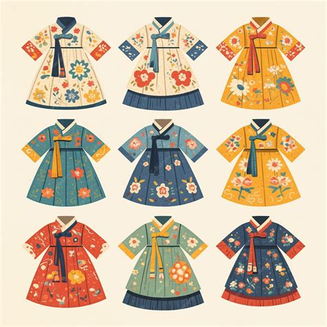 Korean Hanbok Patterns With Vibrant Colors Premium Ai Generated Vector