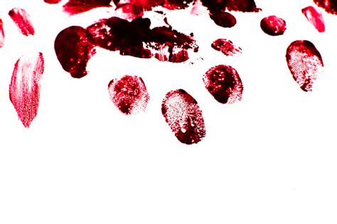 흰색 배경에 빨간 피 묻은 지문 공포와 범죄 현장 개념 할로윈 엽서 0명에 대한 스톡 사진 및 기타 이미지 0명 개성 개념 공포 무서움 Istock