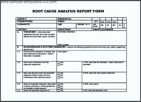 Root Cause Analysis Excel Template Sample Templates Sample Templates