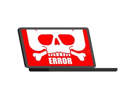 Virus On Pc Skull And Error Computer Is Infected With Virus Stock