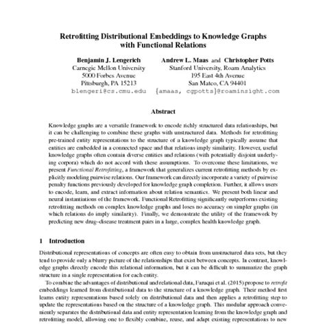 Retrofitting Distributional Embeddings To Knowledge Graphs With