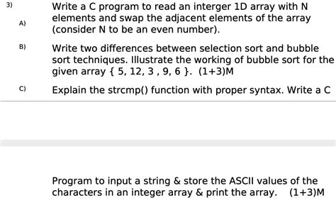 Solved 3 A B Write A C Program To Read An Interger 1d