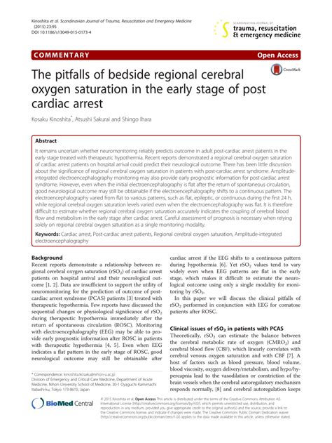Pdf The Pitfalls Of Bedside Regional Cerebral Oxygen Saturation In The Early Stage Of Post