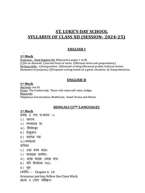 Class Xii Updated Half Yearly Exam Syllabus 2024 Pdf