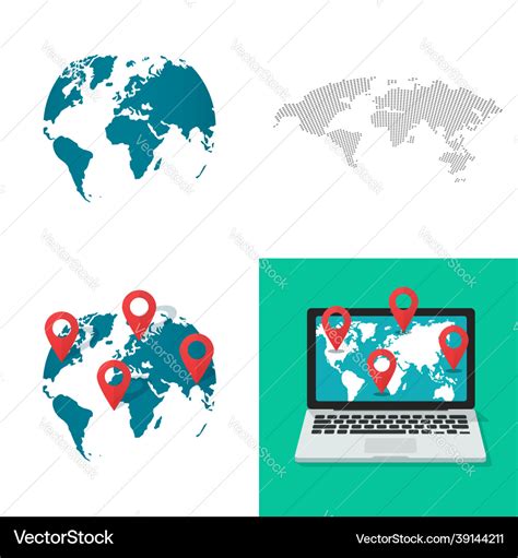 Large World Map Shape Set As Globe Earth Vector Image