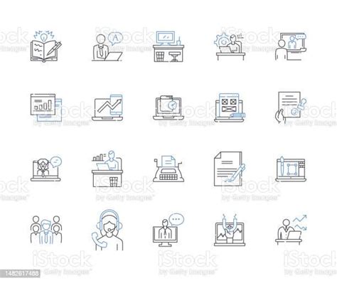 Workflow And Office Outline Icons Collection Workflow Office Automation