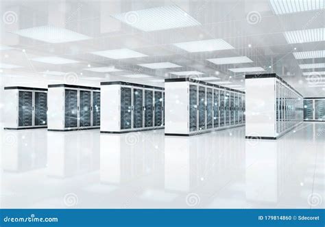 Connection Network In Servers Data Center Room Storage Systems 3d Rendering Stock Illustration