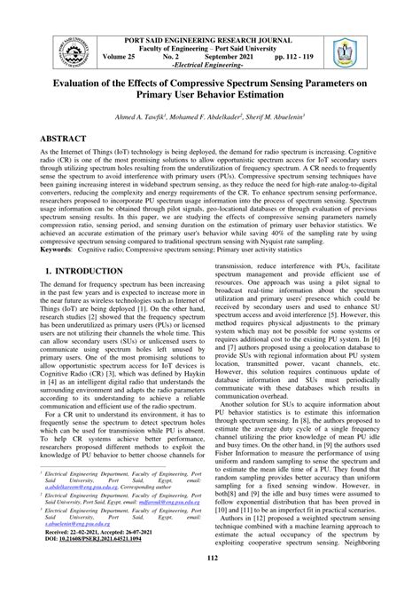 PDF Evaluation Of The Effects Of Compressive Spectrum Sensing Parameters On Primary User